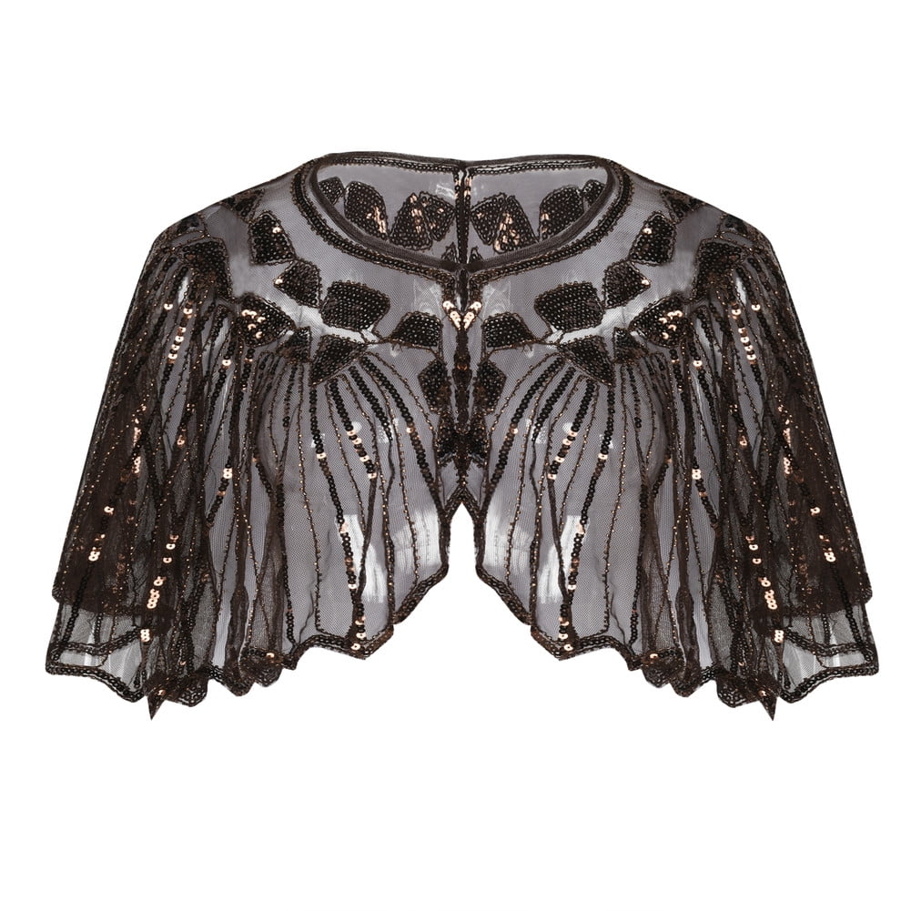 PrettyGuide Women's 1920s Shawl Beaded Sequin Deco Evening Cape Bolero ...