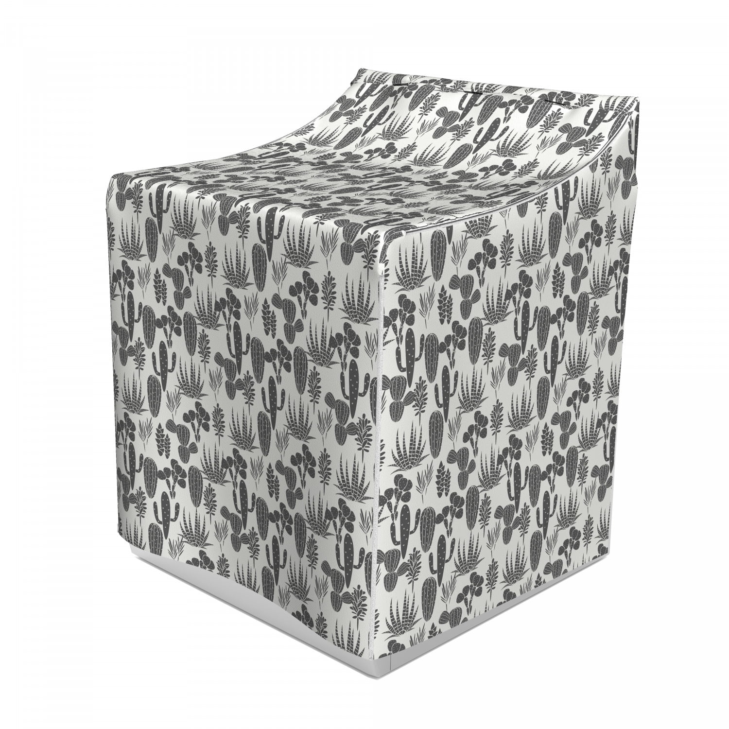 Cactus Washer Cover, Pattern of Cacti Plant Silhouettes Greyscale ...