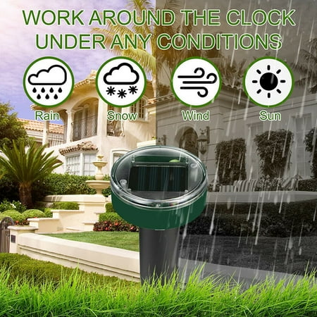Solar Mouse Repeller Built-in Buzzer Outdoor Ultrasonic Vibrating ...