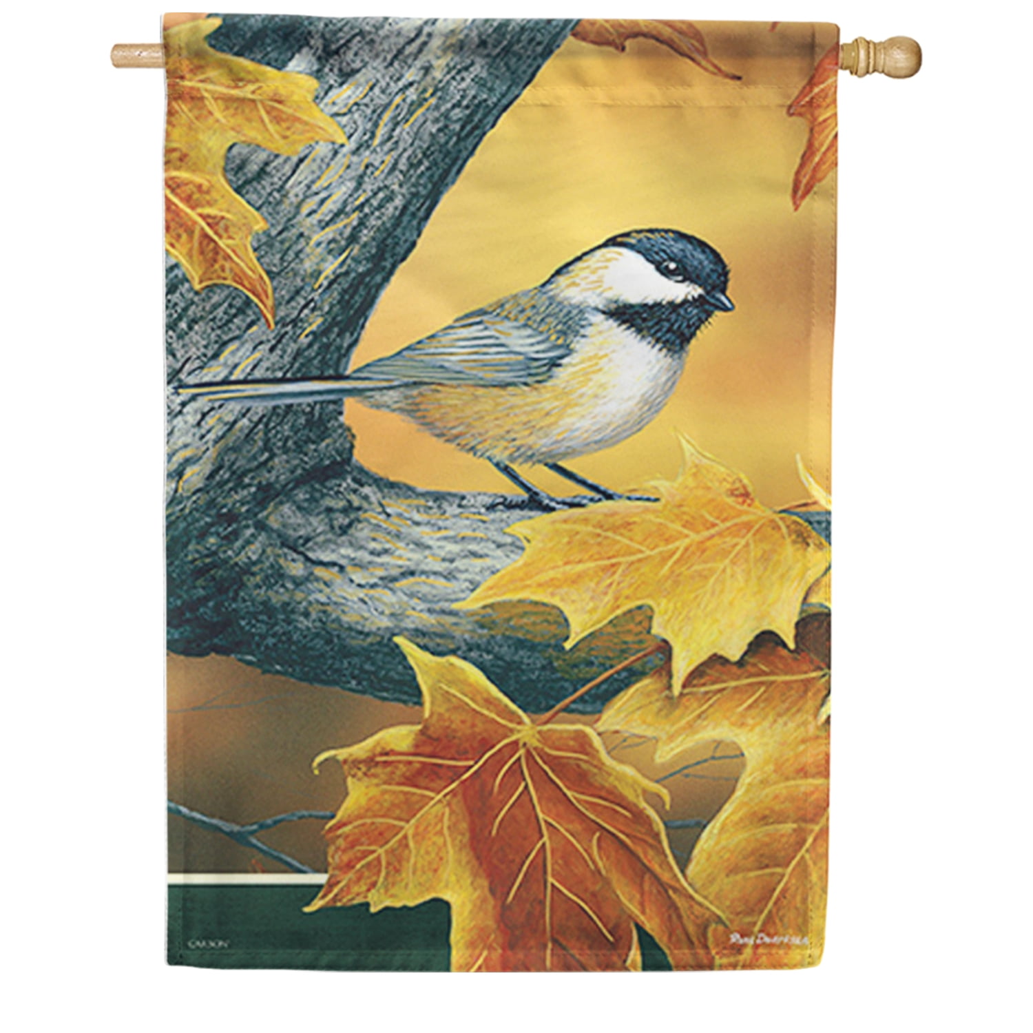 Carson House Flag - Chickadee In Autumn, Dura Soft Double Sided House ...