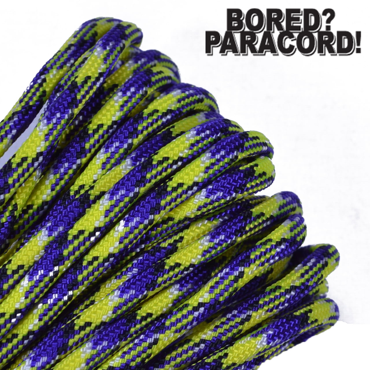 Bored Paracord Brand 550 lb Type III Paracord - Barney's Neon Nightmare ...