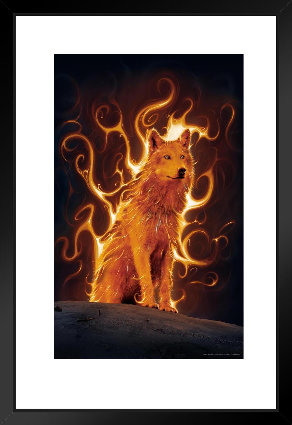 Flaming Phoenix Wolf by Vincent Hie Spirit Animal Fantasy Wolf Posters ...