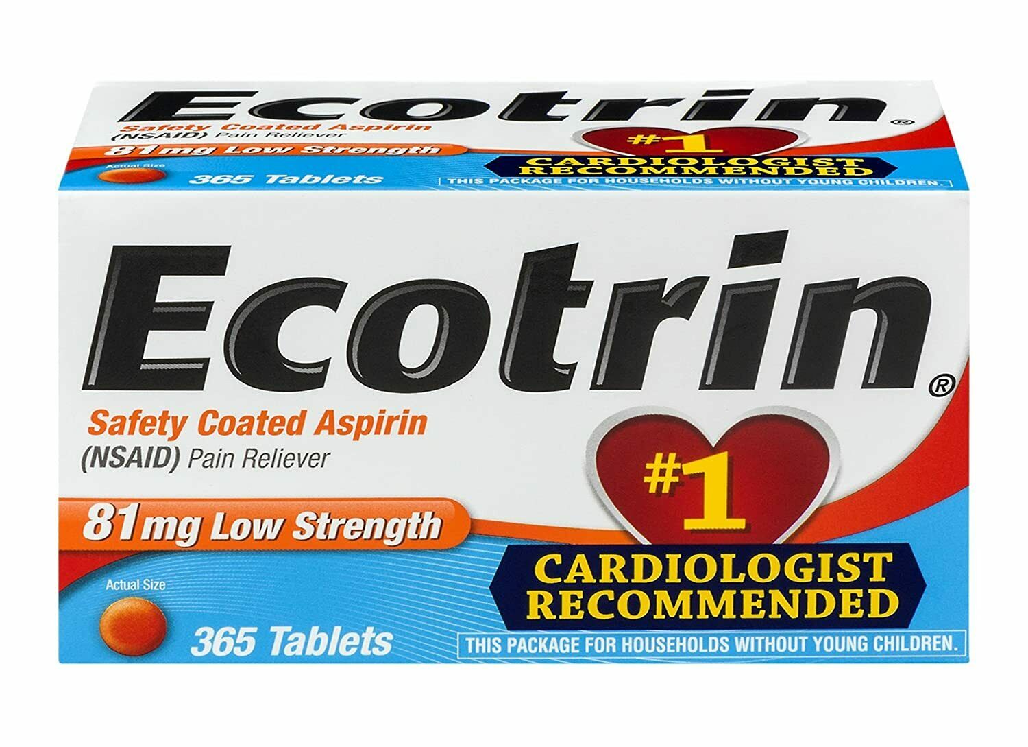Ecotrin 81 mg Low Strength Tablets 365 ea (Pack of 3) - Walmart.com