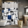 No Hook Shower Curtain with Snap in Liner, Navy Blue Color Block ...