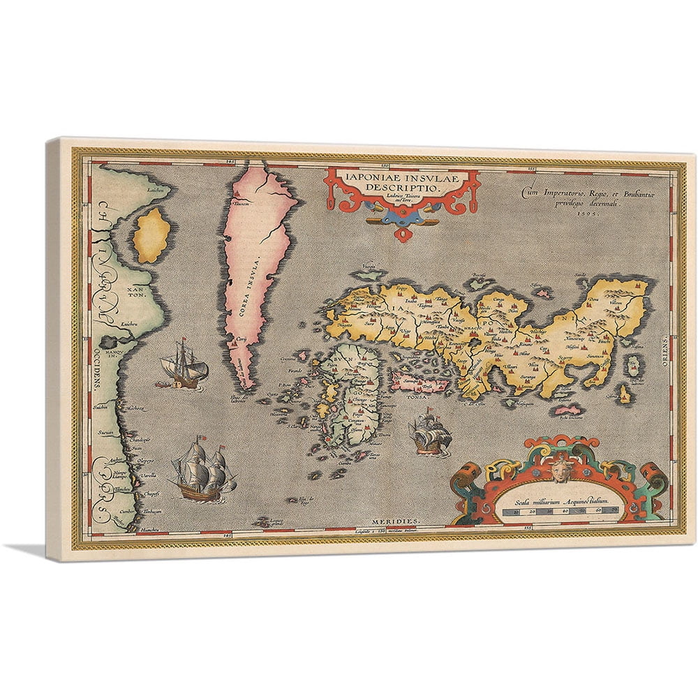 ARTCANVAS Map of Japan and Korea 1592 (2) Canvas Art Print by Abraham ...