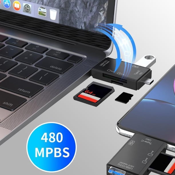 6 in 1 OTG USB 3.0 Type-C Card Reader for Secure Digital/TF Cards ...