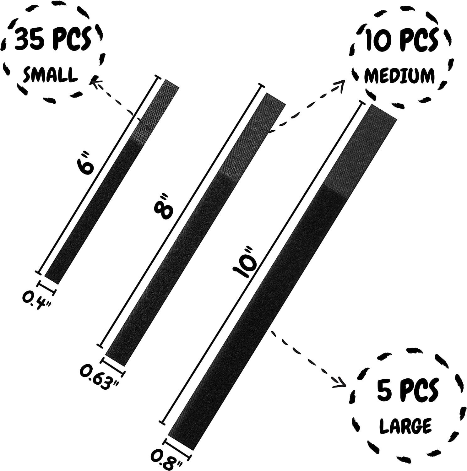 Bates- Cable Ties, 50 pcs (Black), Assorted Sizes, Cable Straps ...