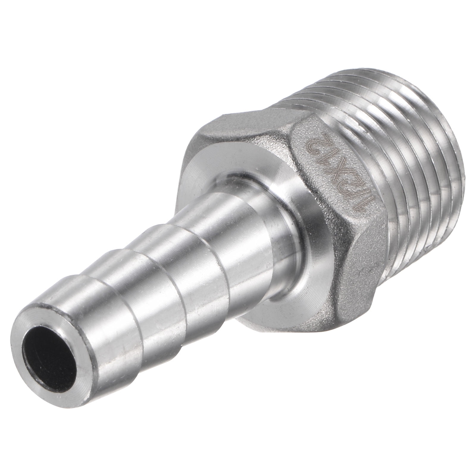 Uxcell 12mmx1/2PT Male Thread Straight Stainless Steel Hose Barb Pipe ...