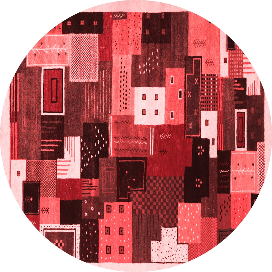 Ahgly Company Indoor Round Abstract Red Contemporary Area Rugs, 8 ...