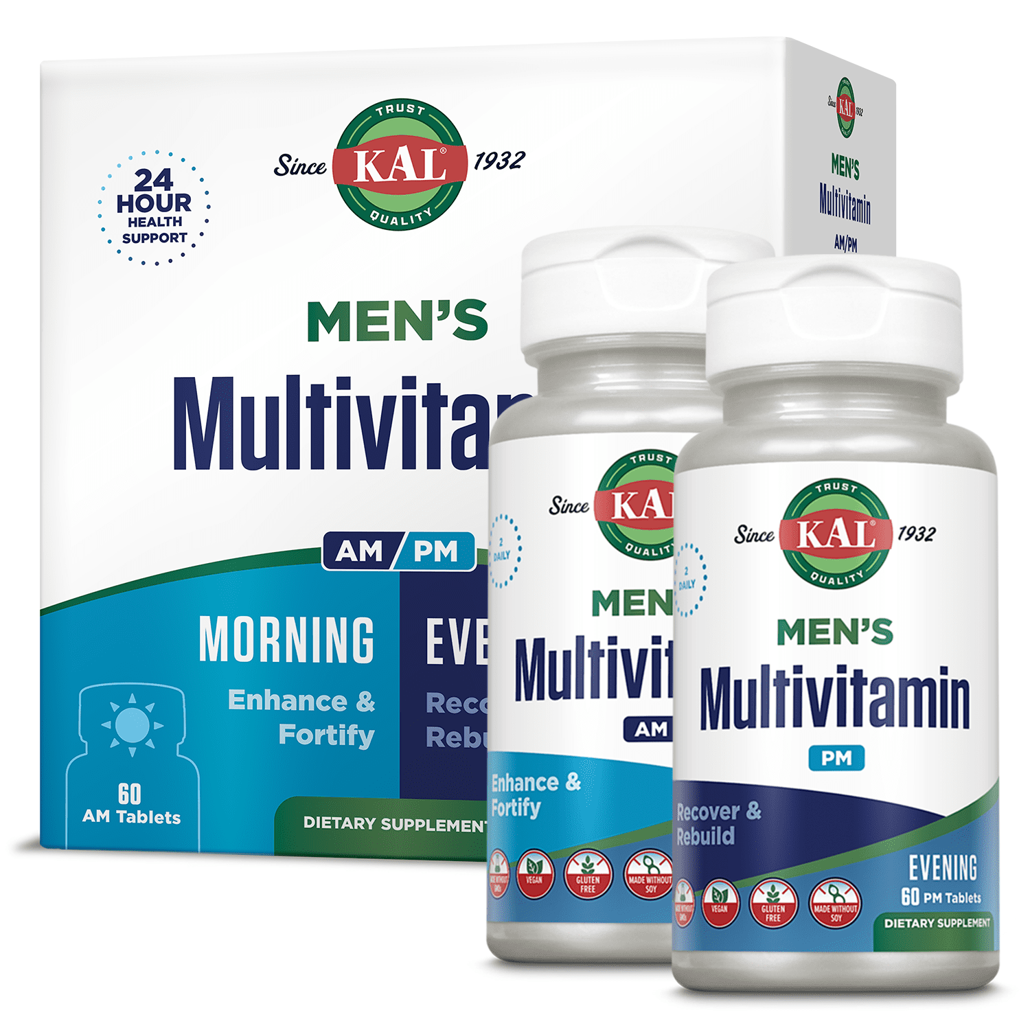KAL Men's Multivitamin AM/PM, Antioxidants Supplement, Muscle, Immune ...
