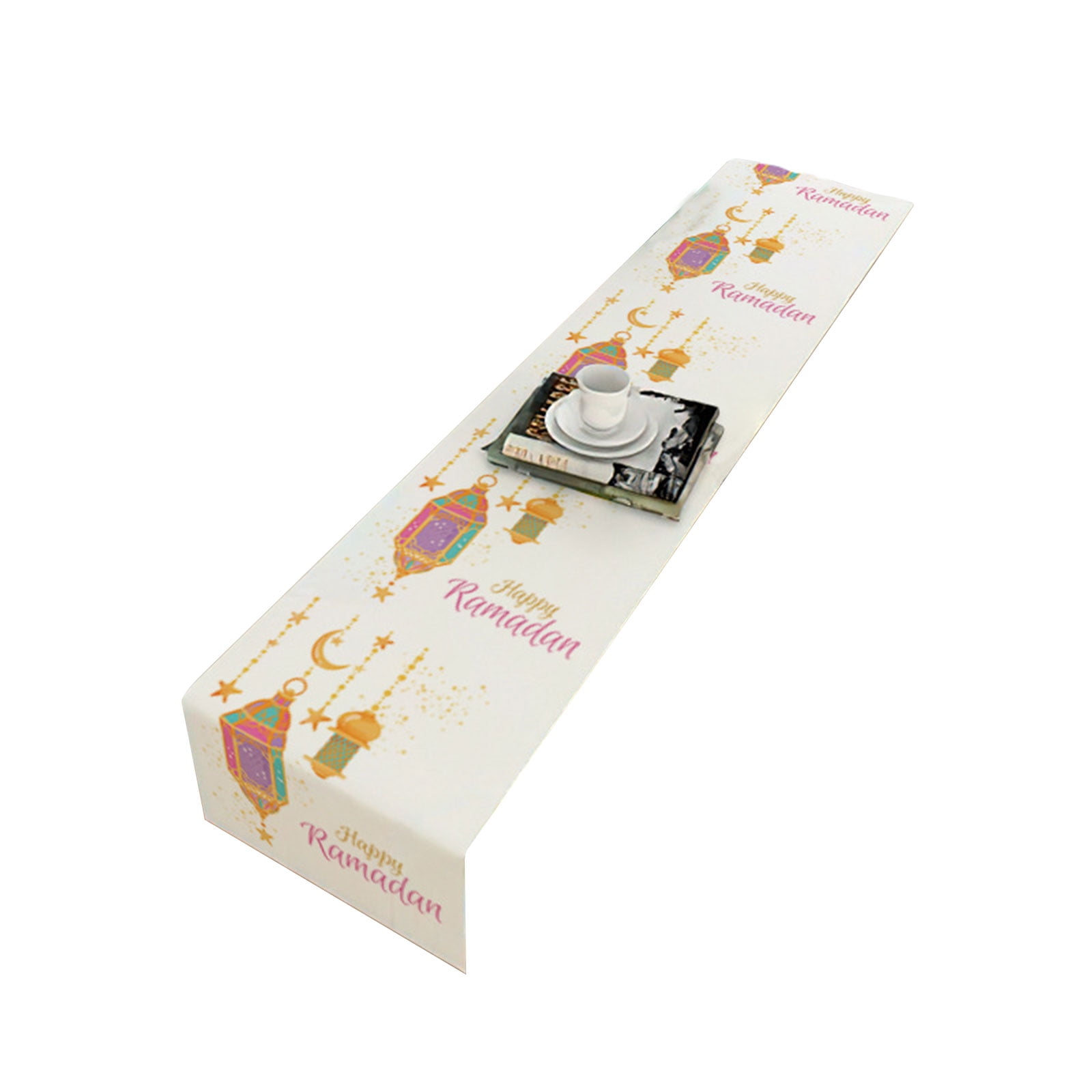 Eid Mubarak Table Runner Flag Muslim Ramadan Kareem Mosque Lantern Moon ...
