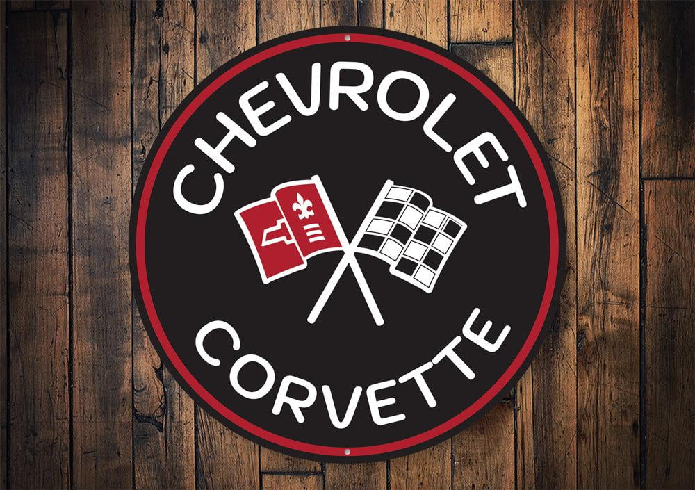 Chevy Corvette Car Novelty Sign, Metal Wall Decor - 12" Round - Walmart.com