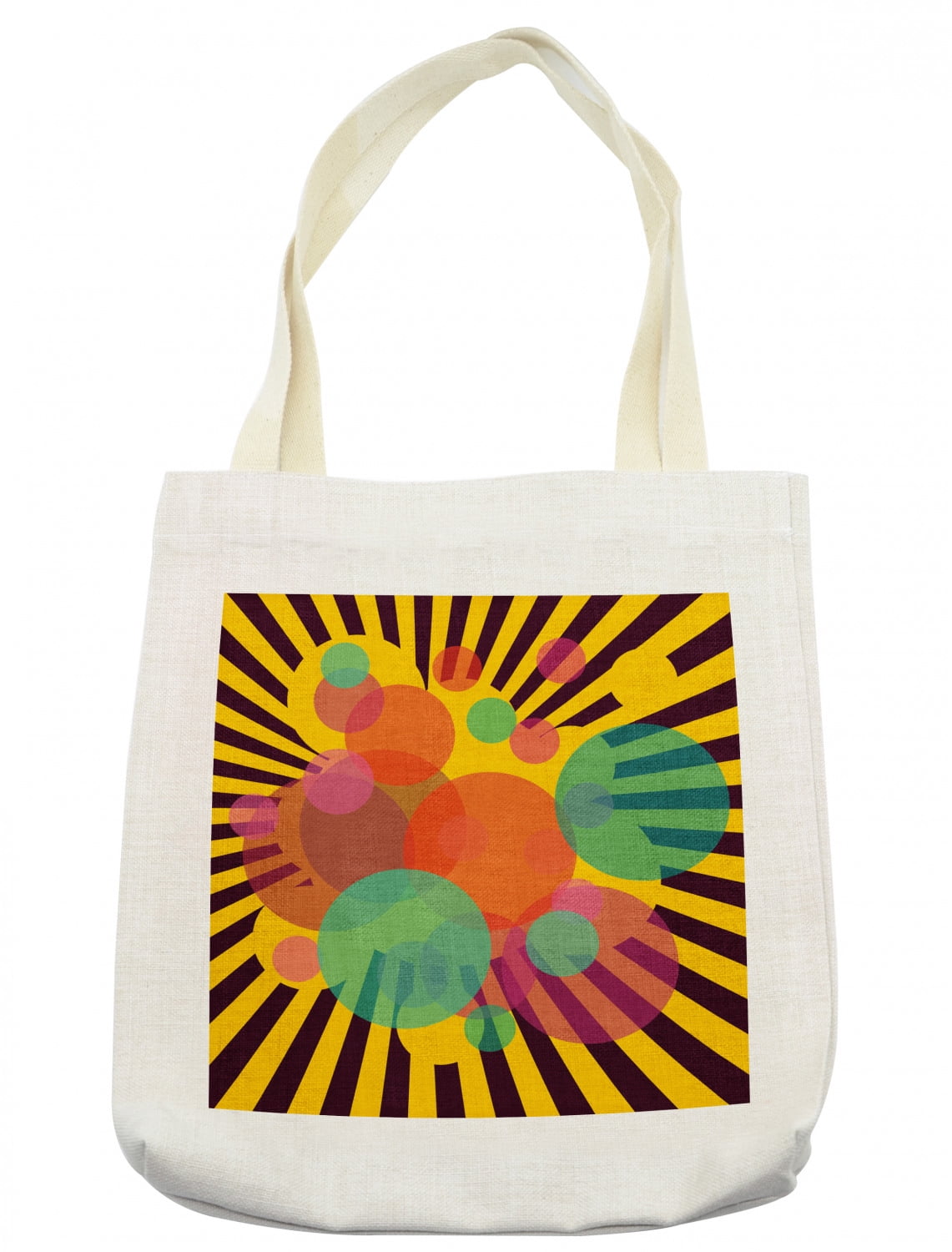 Retro Tote Bag, Abstract Circular with Stripes Background Vintage ...