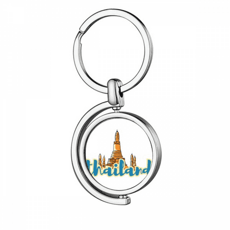 Thailand Wat Haw Pha Kaew Illustration Rotating Keychain Metal Keyring ...