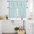 3 Piece Kitchen Curtains and Valances Set Green Stripes Cafe Curtains ...