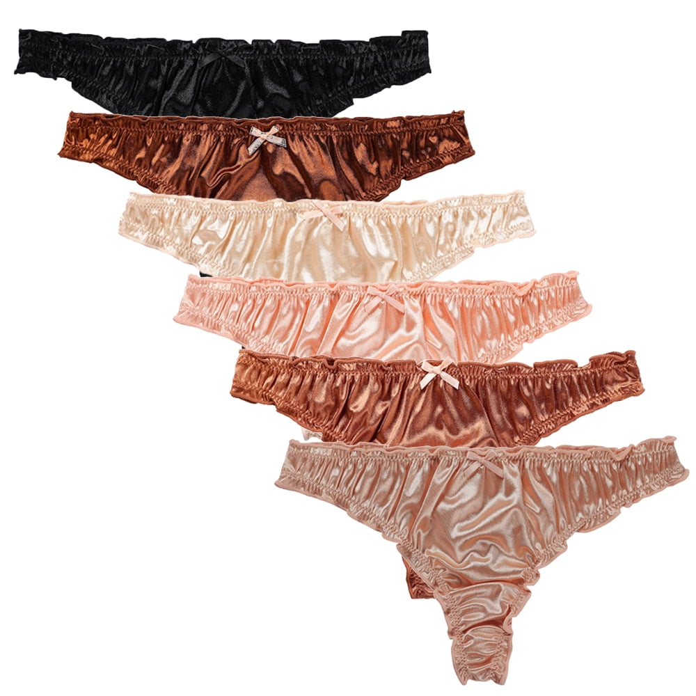 Xmarks Womens Silk G-String Thong Panties Satin T Back Lace Thong ...