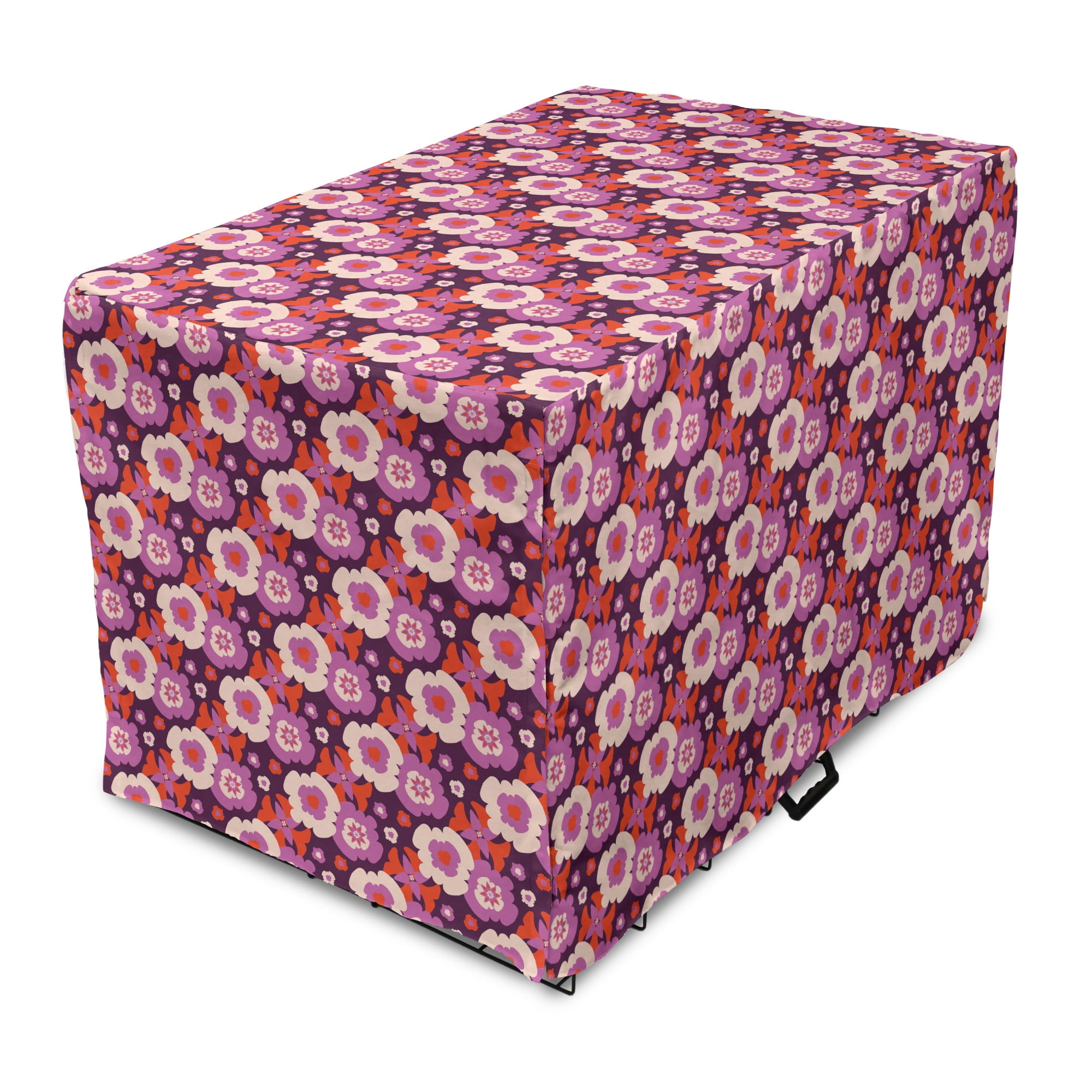 Floral Dog Crate Cover, Pattern with Abstract Design Flowers, Easy to ...