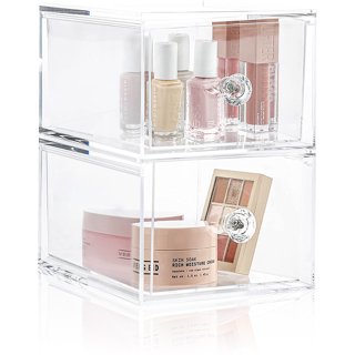 Clear Acrylic Dispenser Cosmetic Makeup Storage Box Cotton Swab Box 2 ...