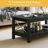 DWVO Living Room Coffee Table with Storage Shelf, Classic 39 inch ...