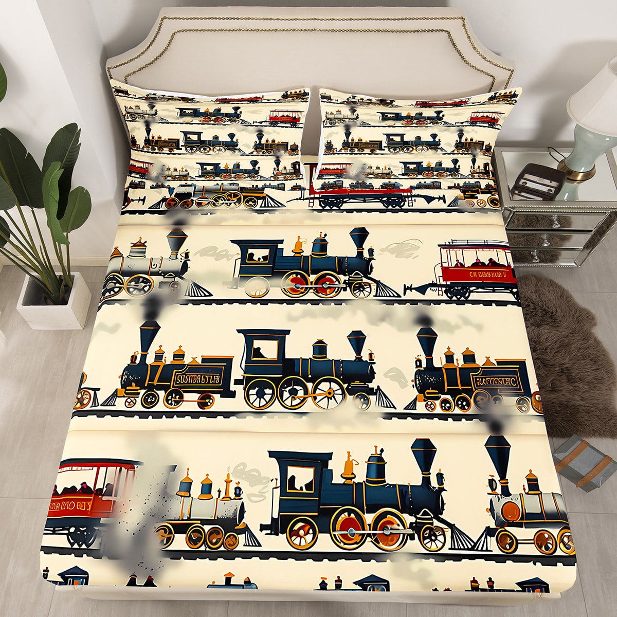 Click here for Erosebridal 3d Print Train Fitted Sheet Set Twin s... prices