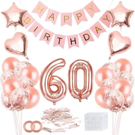 HEIBIN 60 Birthday Girl Balloon, Rose Gold 60 Balloon, 60 Year Old ...