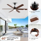 60 inch Indoor Outdoor Farmhouse Wood Ceiling Fan with Lights Remote ...
