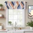 Abstract Stripes Valances for Windows, Geometric Orange Navy Blue Fluid ...