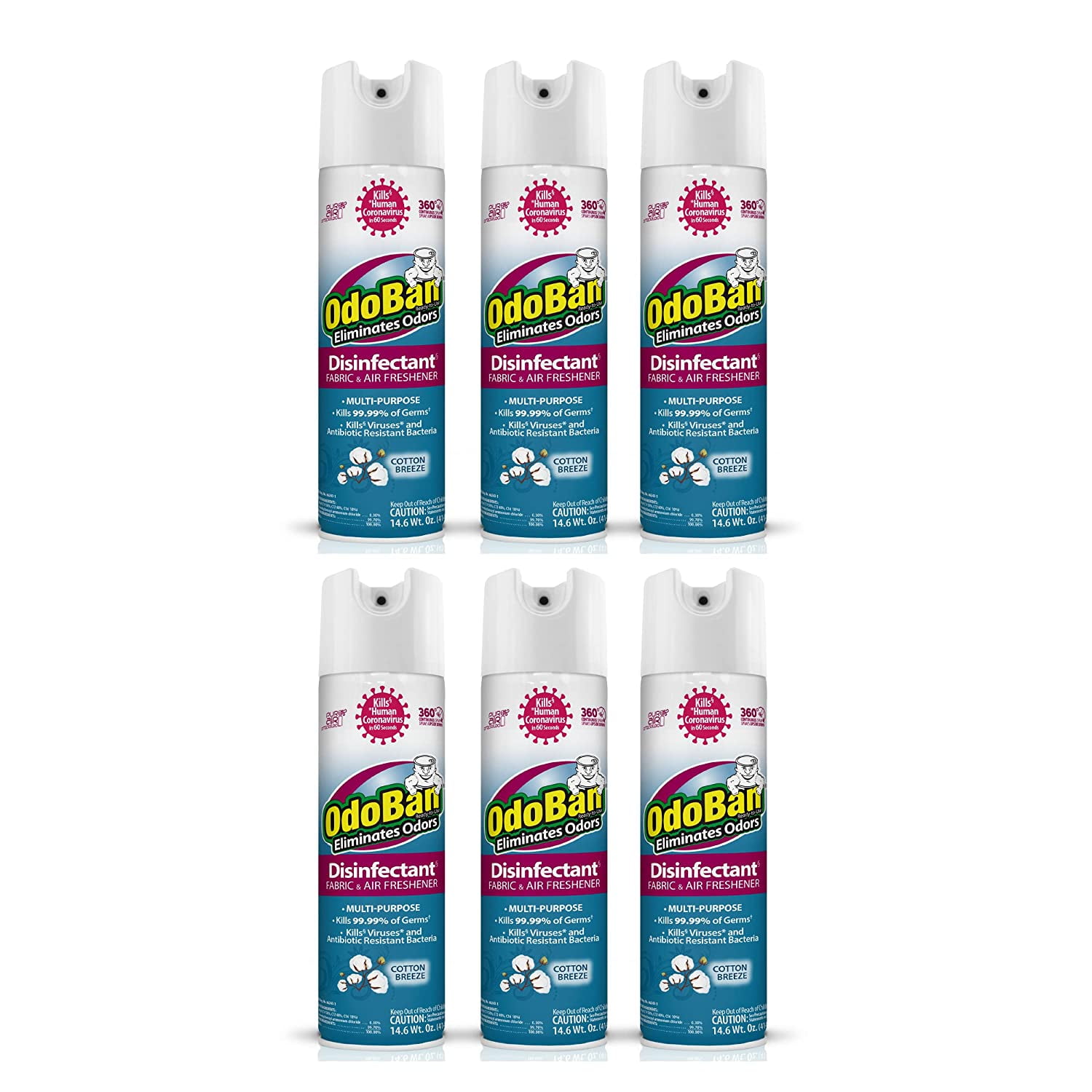 OdoBan Ready-to-Use Spray, 6 Pack, 14.6 Ounces Each, Cotton Breeze ...