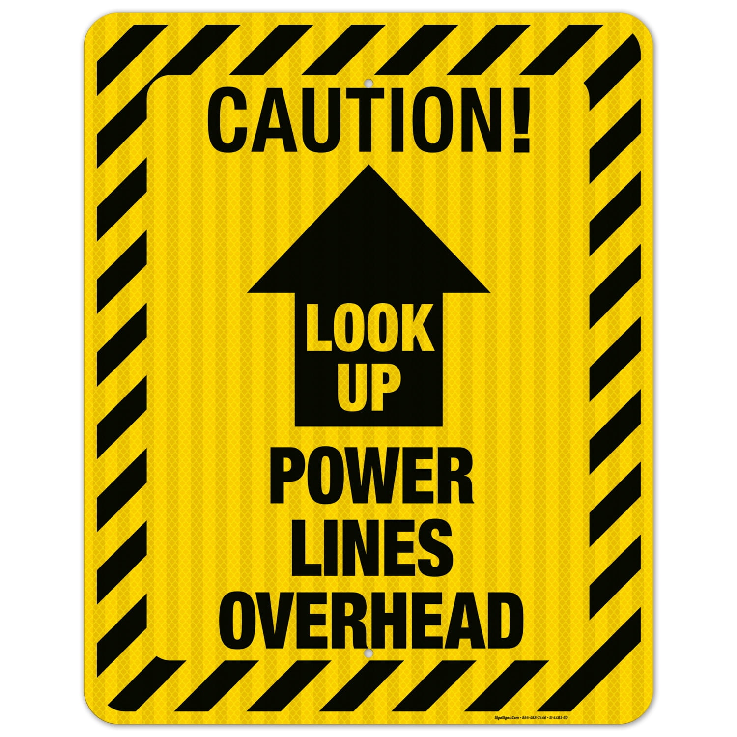 Power Lines Overhead Sign, OSHA Caution Sign, - Walmart.com