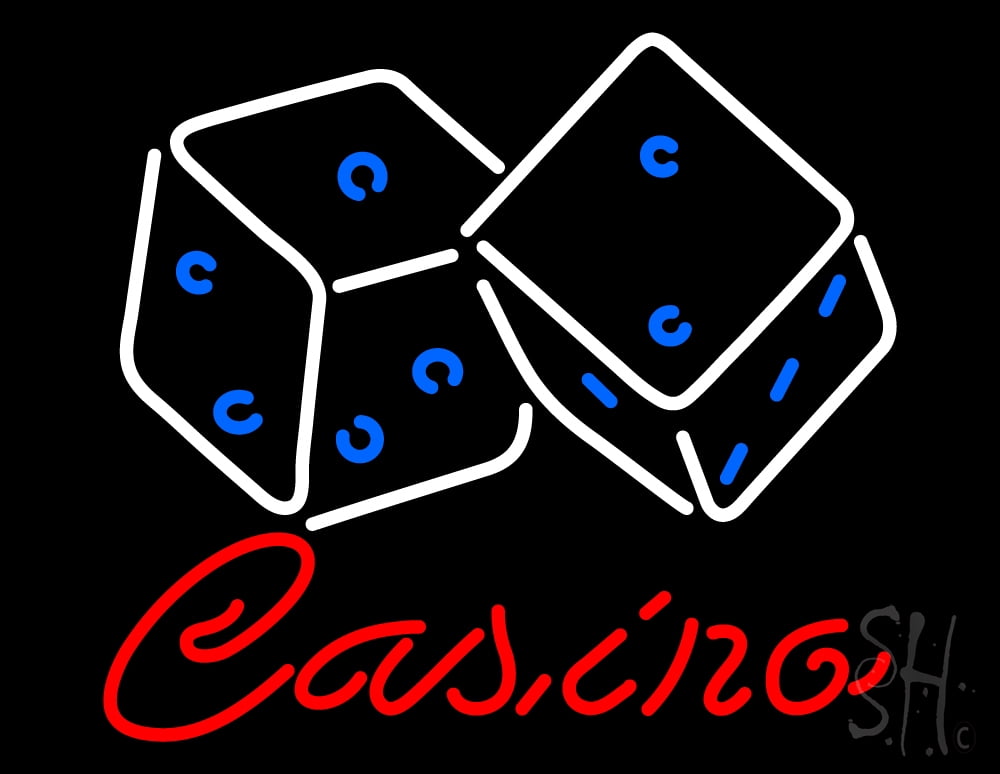 Casino Dice LED Neon Sign 24 x 31 - inches, Black Square Cut Acrylic ...