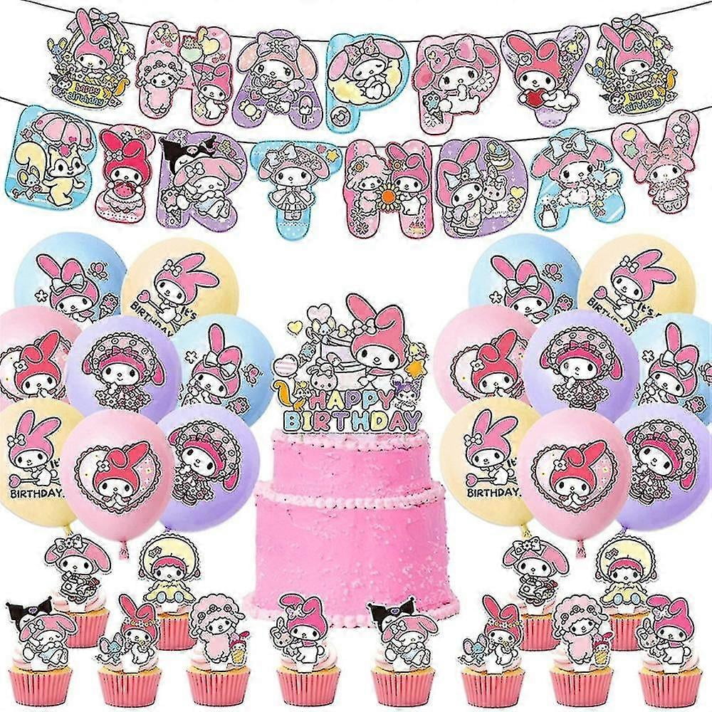 My Melody Cartoon Kids Girls Birthday Party Decor Supplies Kits ...