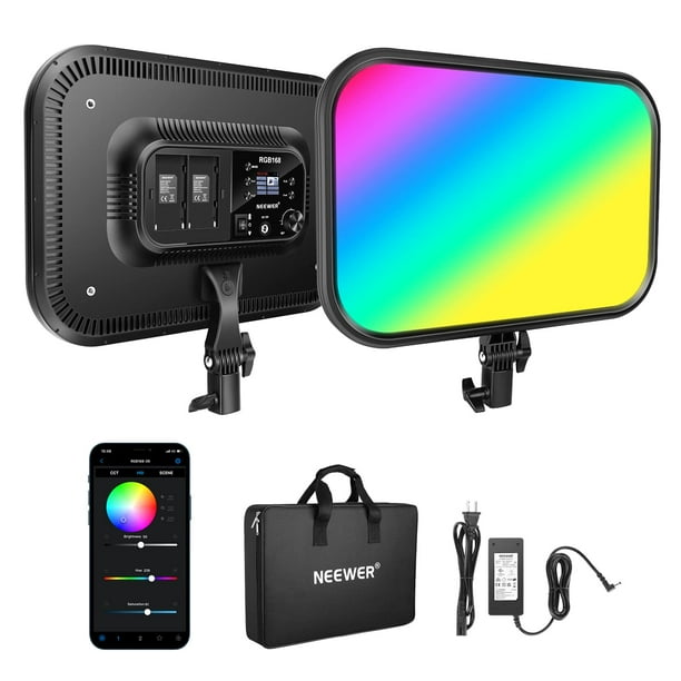 Panel de luz LED para vídeo Neewer 18.3 RGB 60 W 2500K-8500K, paquete ...