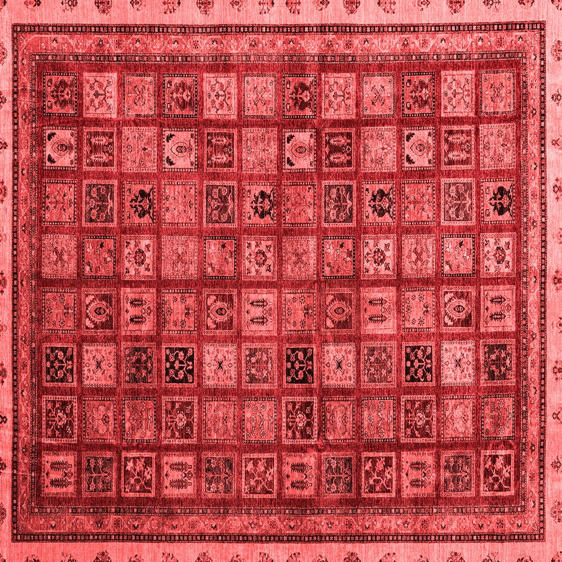 Ahgly Company Machine Washable Indoor Square Oriental Red Modern Area ...