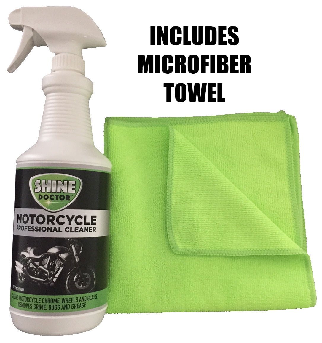 Shine Doctor Motorcycle Cleaner 32 oz. with Microfiber Towel. Cleans ...