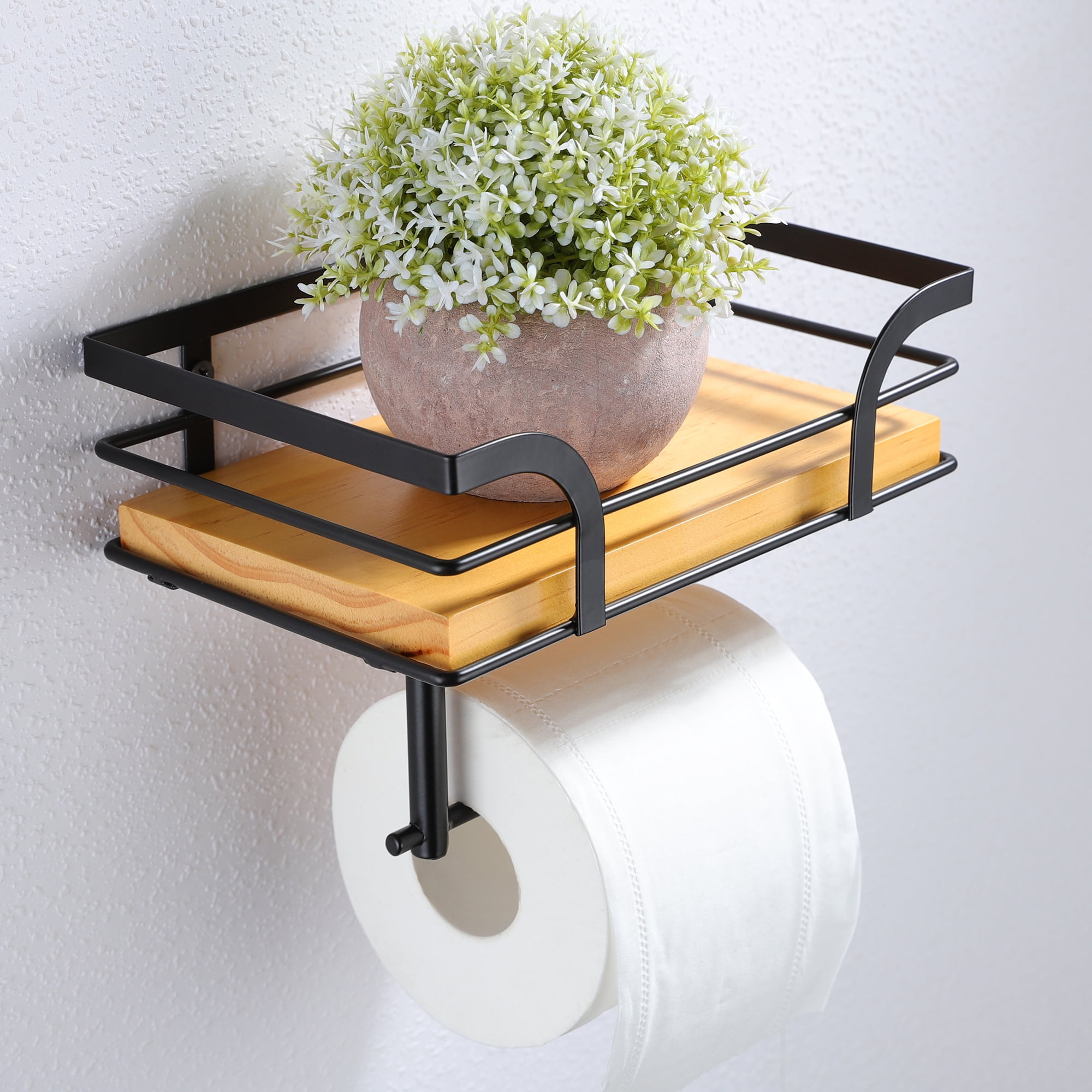 Yigii Toilet Paper Holder With Shelf Bathroom Paper Roll Holder
