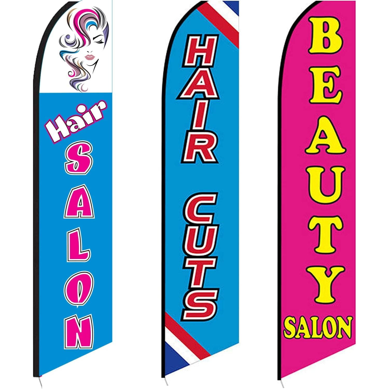 3 Swooper Flags Beauty Salon Hair Cuts Salon Welcome OPEN - Walmart.com