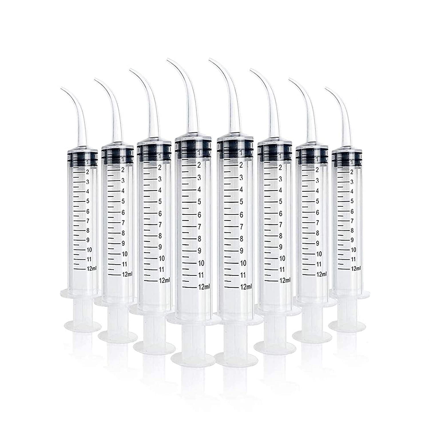 NOGIS 8pcs 12cc Disposable Graduated Curved Syringe Irrigation Syringe ...