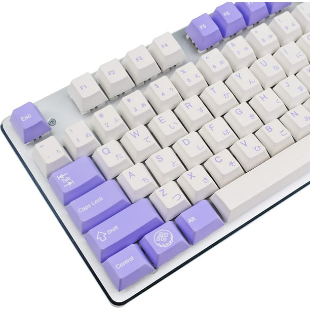 Purple and White Keycaps, 135 Set Rabbit Keycaps with PBT Cherry ...