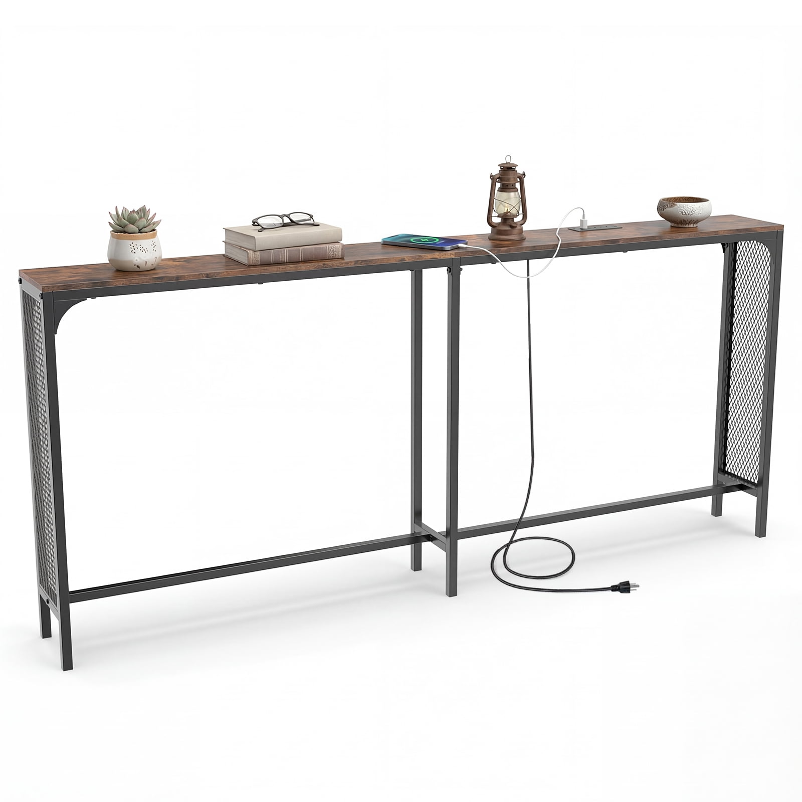 Click here for Gymax 71 Console Table W/Power Outlet Metal Frame... prices