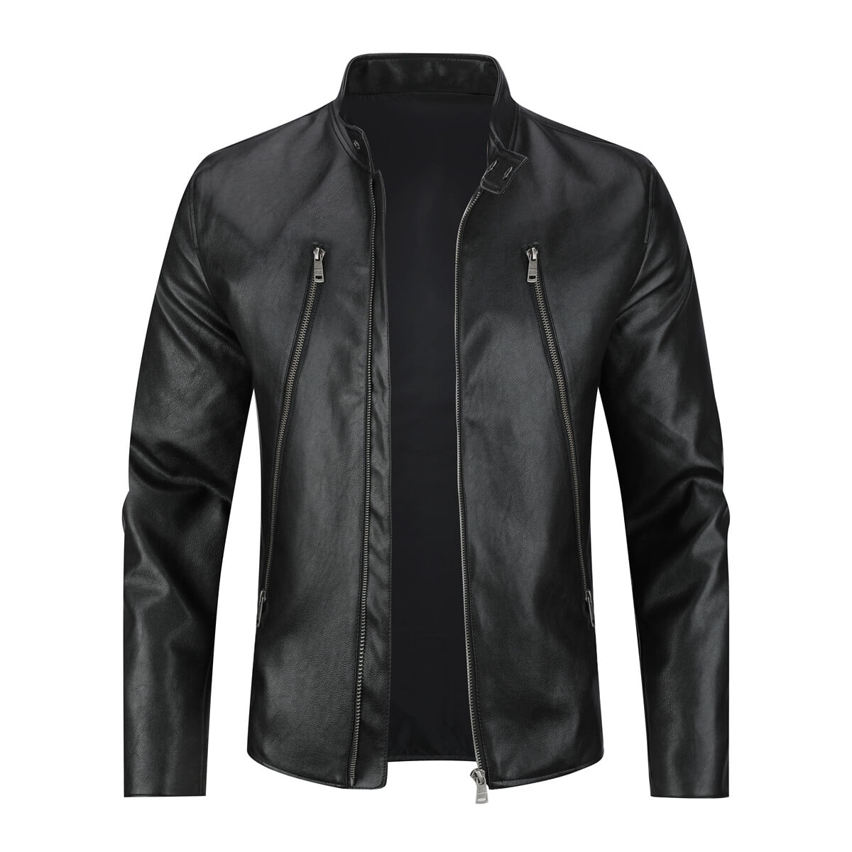 Cloudstyle Men's Smooth Leather Moto Jacket - Walmart.com
