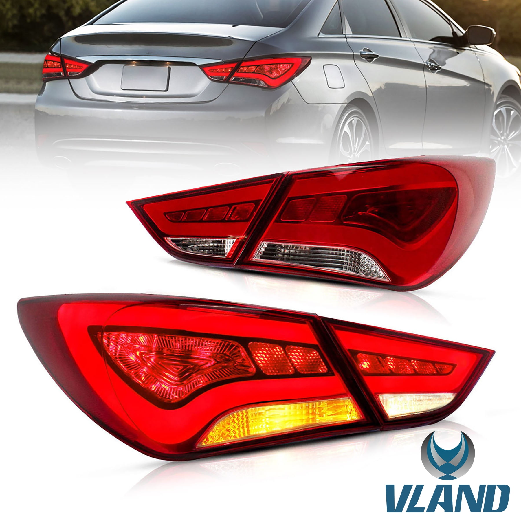 VLAND Full LED Tail Lights for Hyundai Sonata 6th Gen Sedan 2011 2012 ...