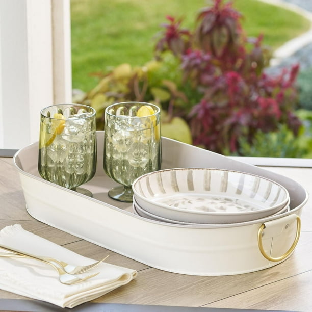 Better Homes & Gardens 2 Tone Color Galvanized Oval Tray,19.88 IN L x ...