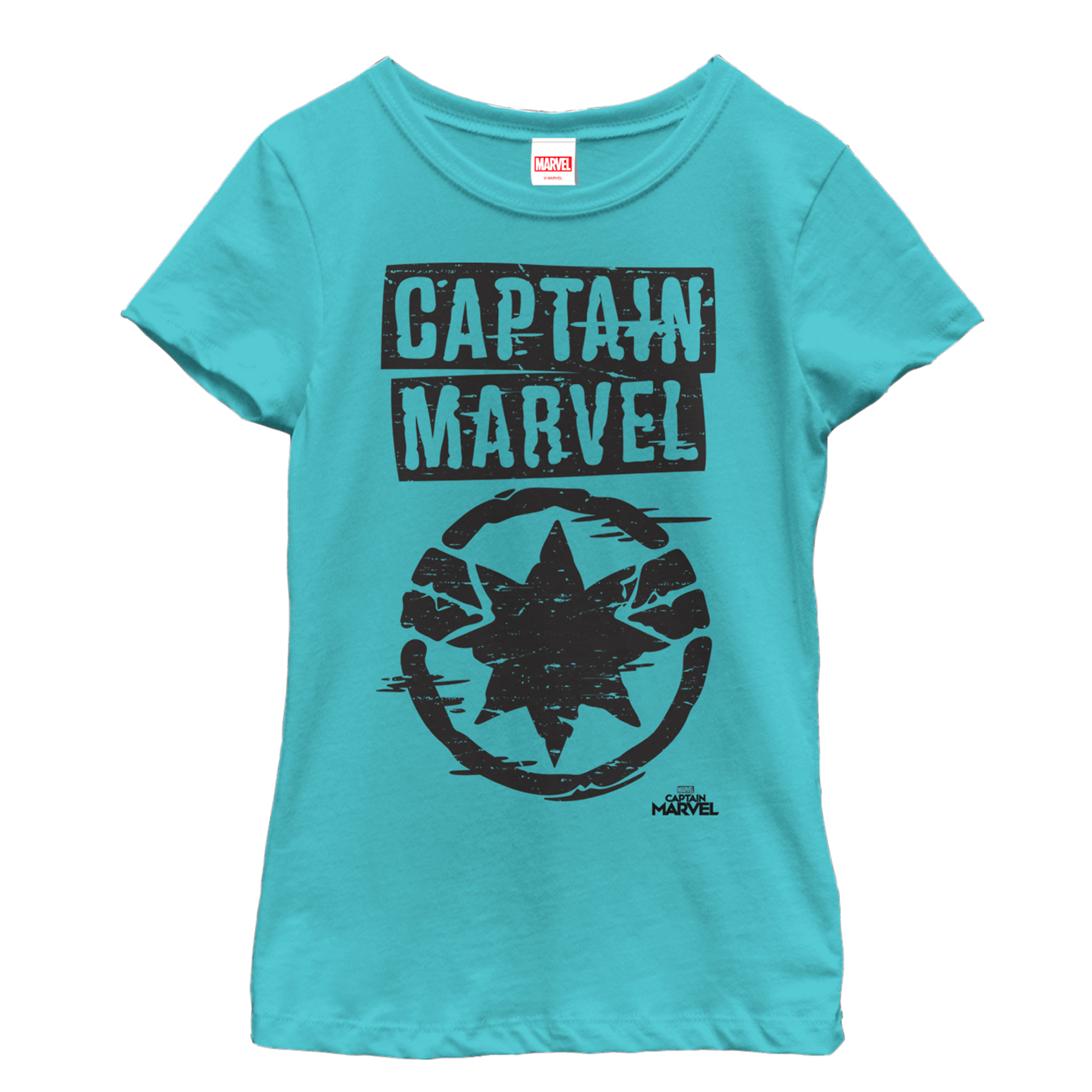 Girl's Marvel Captain Marvel Grayscale Star Symbol Graphic Tee Tahiti ...