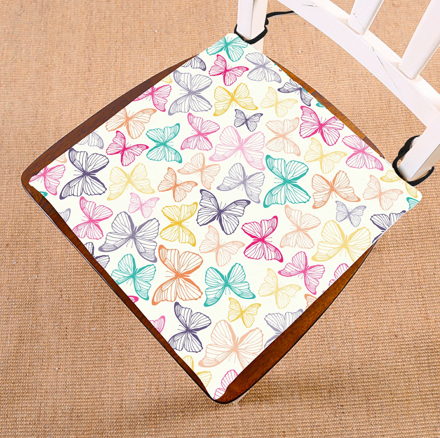 ABPHQTO Colorful Outline Butterflies Spring Summer Chair Pad Seat ...