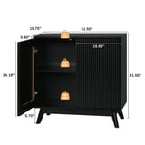 PHOYAL Fluted Sideboard and Buffets, Black Buffet Cabinet with 2 Doors ...