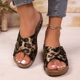 Bibifish Womens Wedge Slide Trendy Streamlined Leopard Print Toe Slip ...