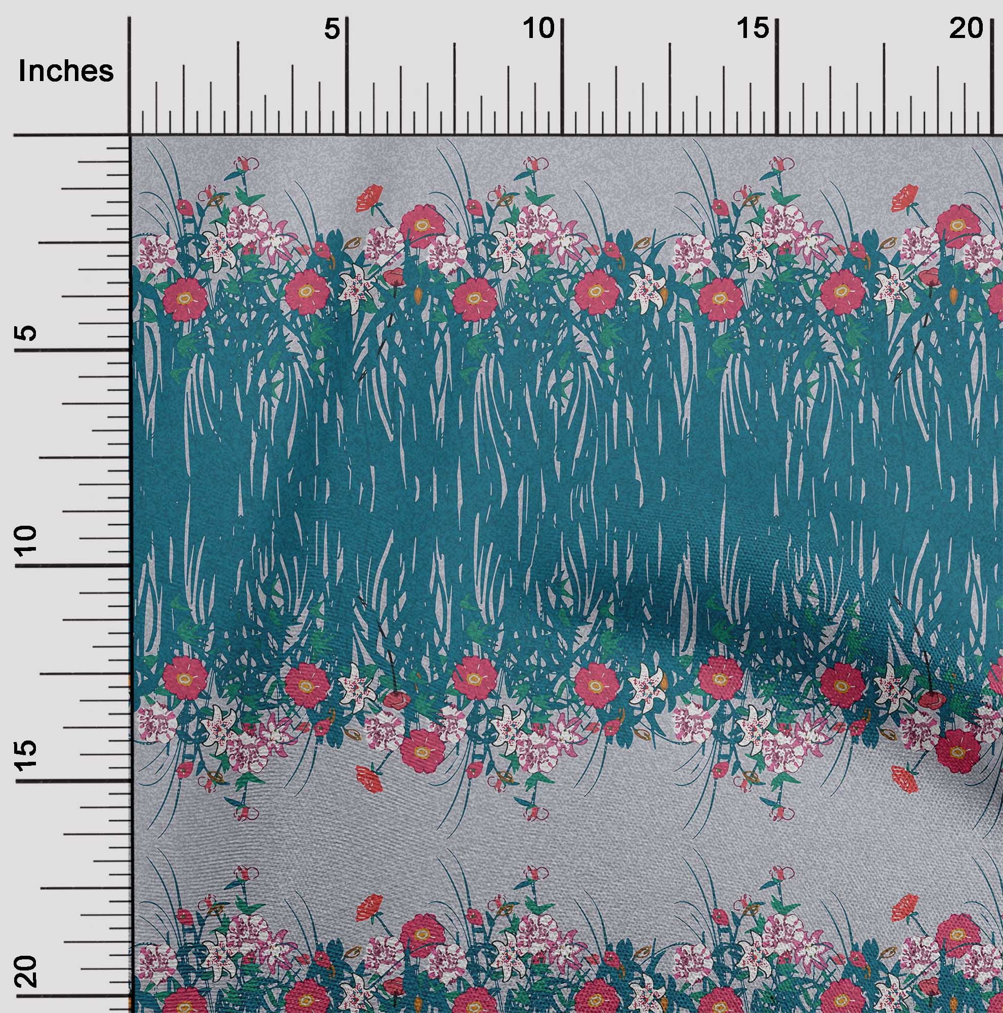 oneOone Organic Cotton Voile Fabric Leaves & Floral Artistic Fabric ...