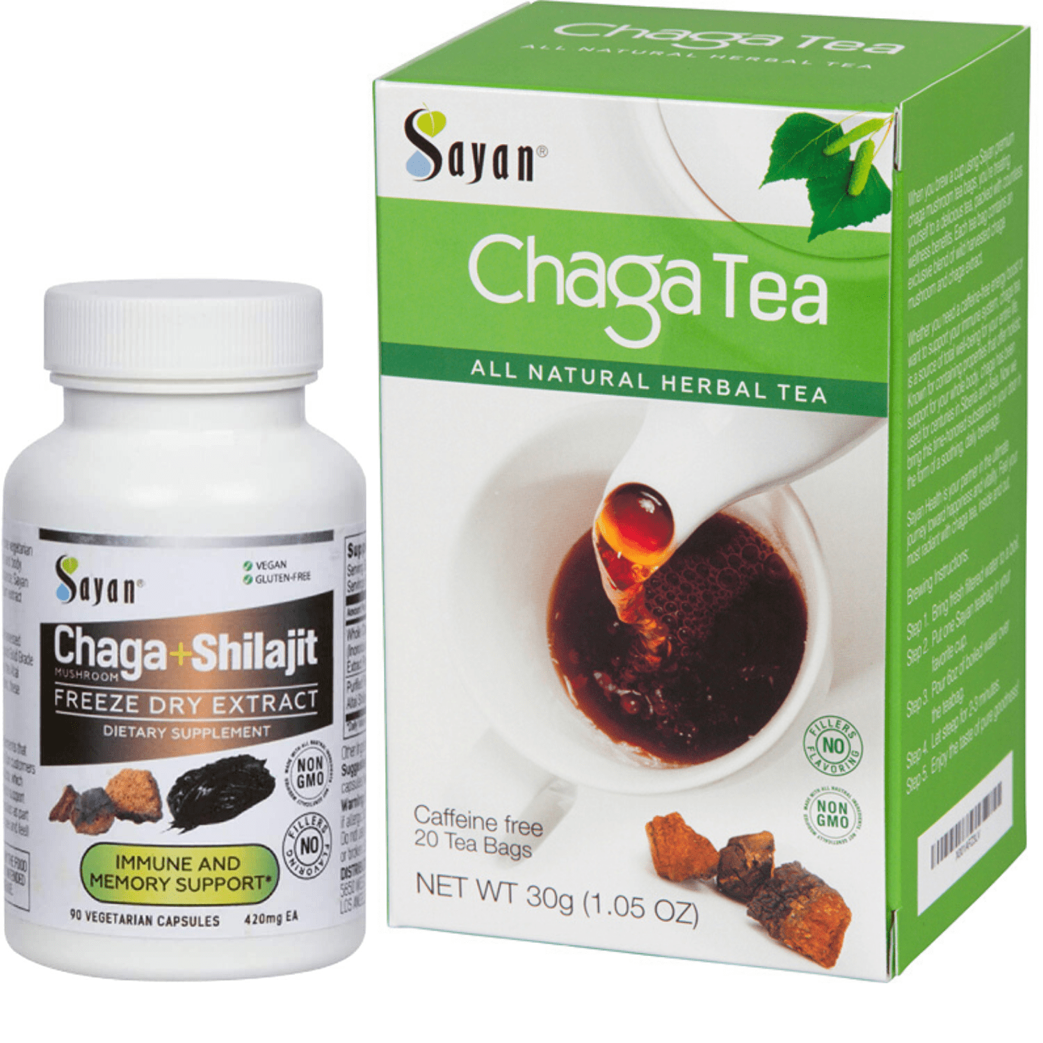Sayan Siberian Chaga Mushroom Extract +Shilajit, 90 Vegan Capsules ...