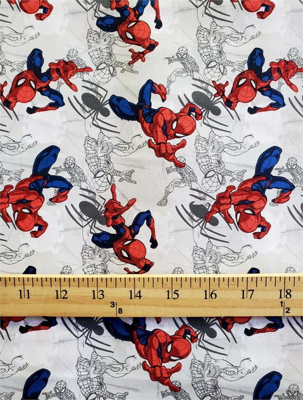 100% Cotton Fabric "Marvel's Spiderman - Colored and Sketch" Print / 45 ...
