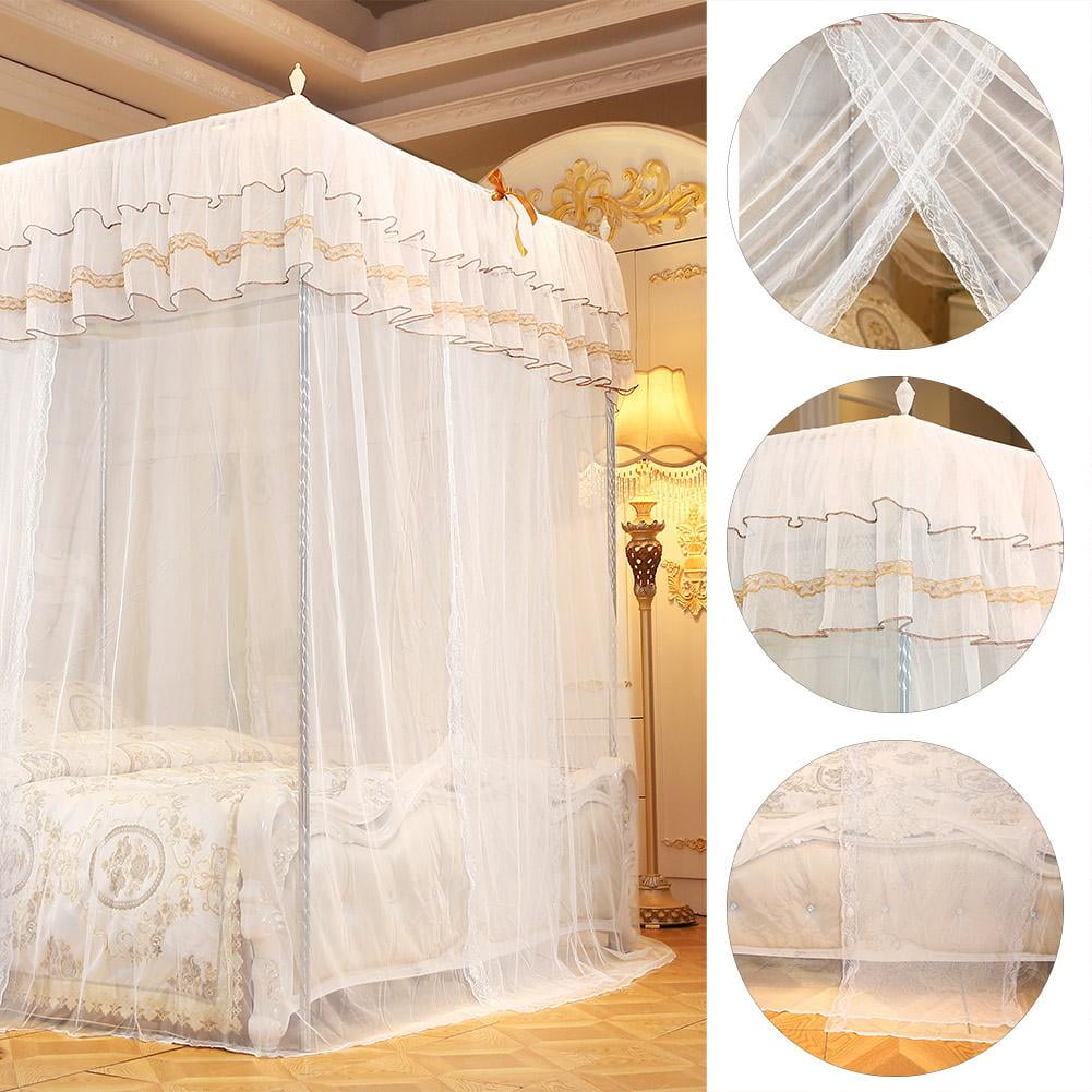 Tebru Bed Curtain, Luxury Princess Four Corner Post Bed Curtain Canopy ...